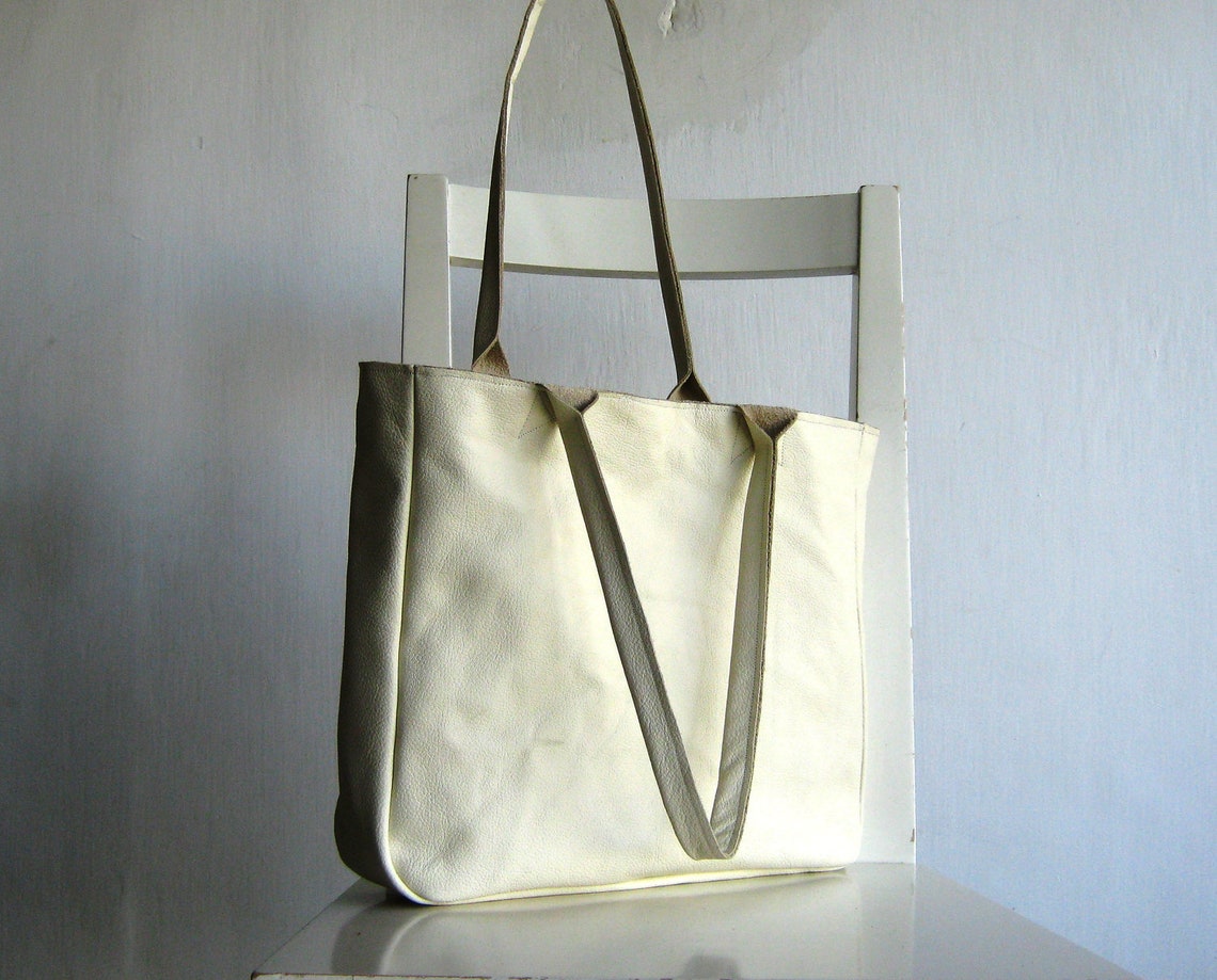 Egg Shell Genuine Leather Tote Shoulder Bag - Etsy