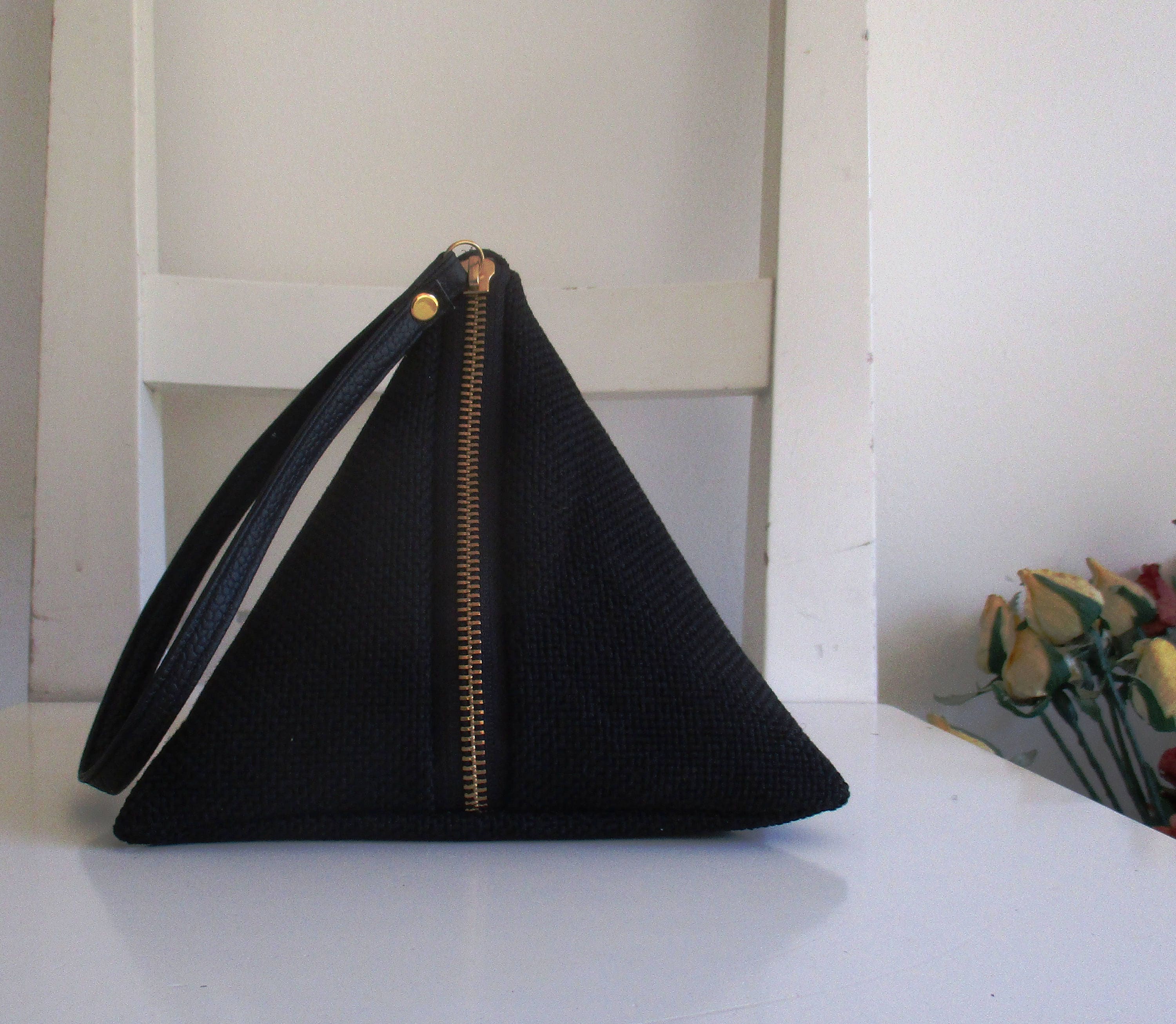 Black Pyramid Handbag / Clutch / Pouch / Pocket | Etsy