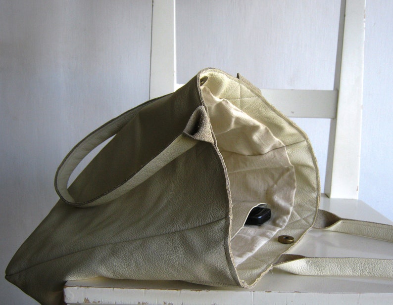 Egg Shell Genuine Leather Tote Shoulder Bag - Etsy