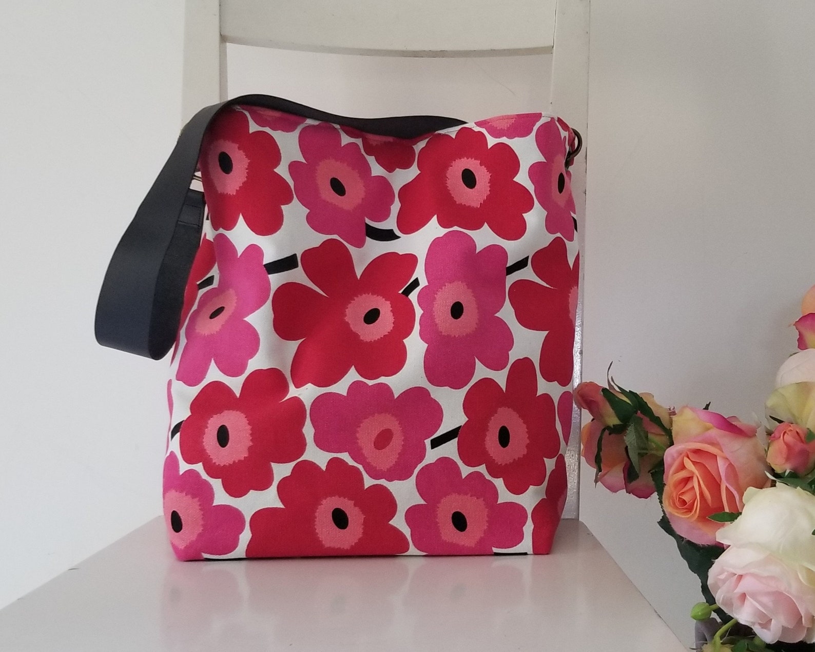 Marimekko Unikko red Poppies Hobo | Etsy