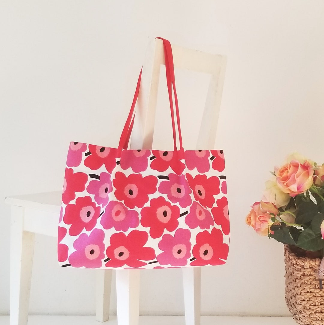 Marimekko Unikko red and Pink Poppies Tote Bag - Etsy