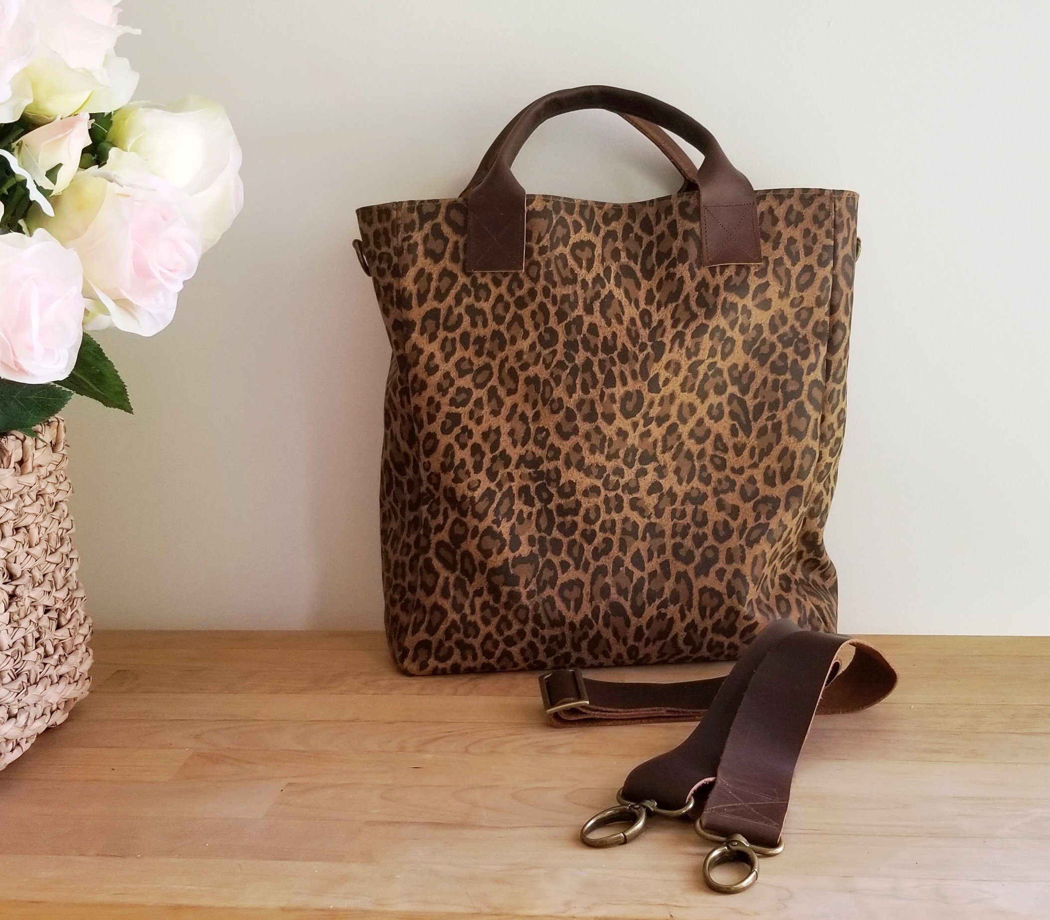 Leopard Print Genuine Leather Medium Unisex Handbag / Messenger - Etsy