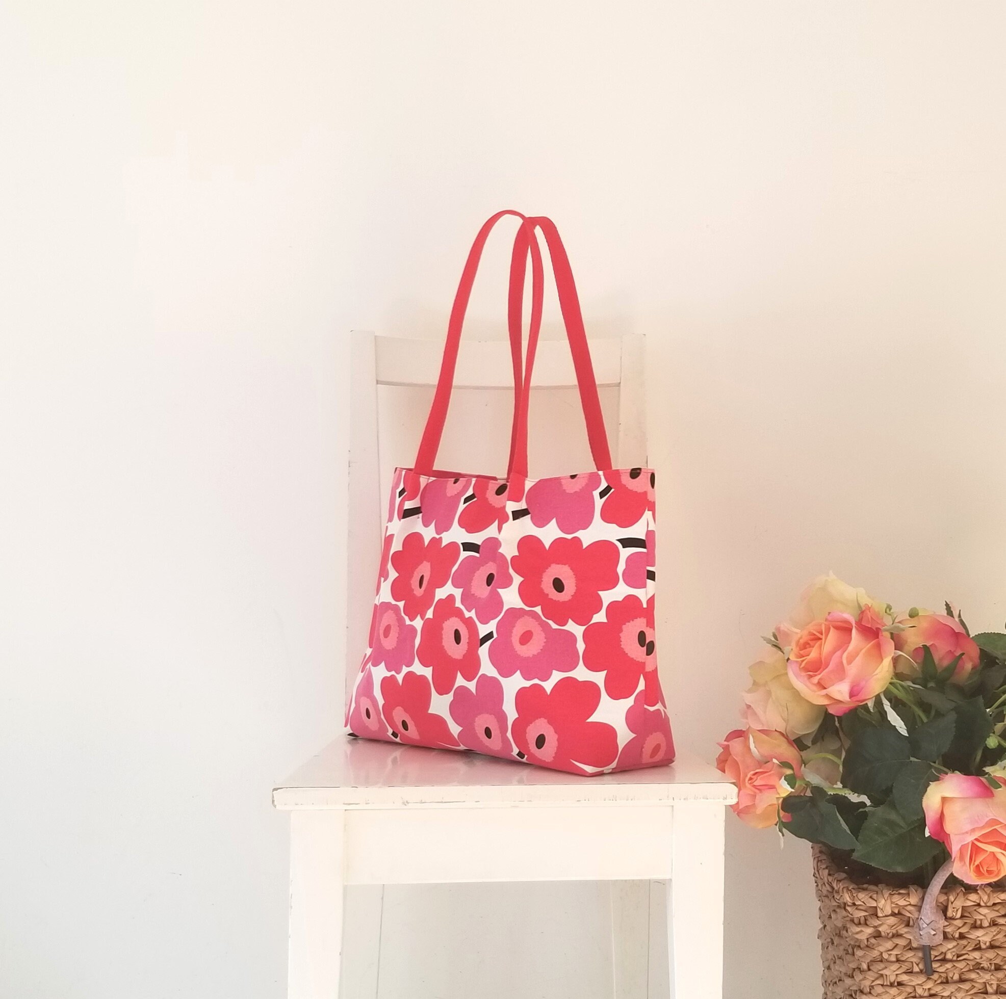 Marimekko Unikko red and Pink Poppies Tote Bag - Etsy