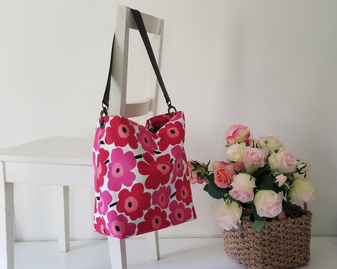 Marimekko Unikko red Poppies Hobo - Etsy