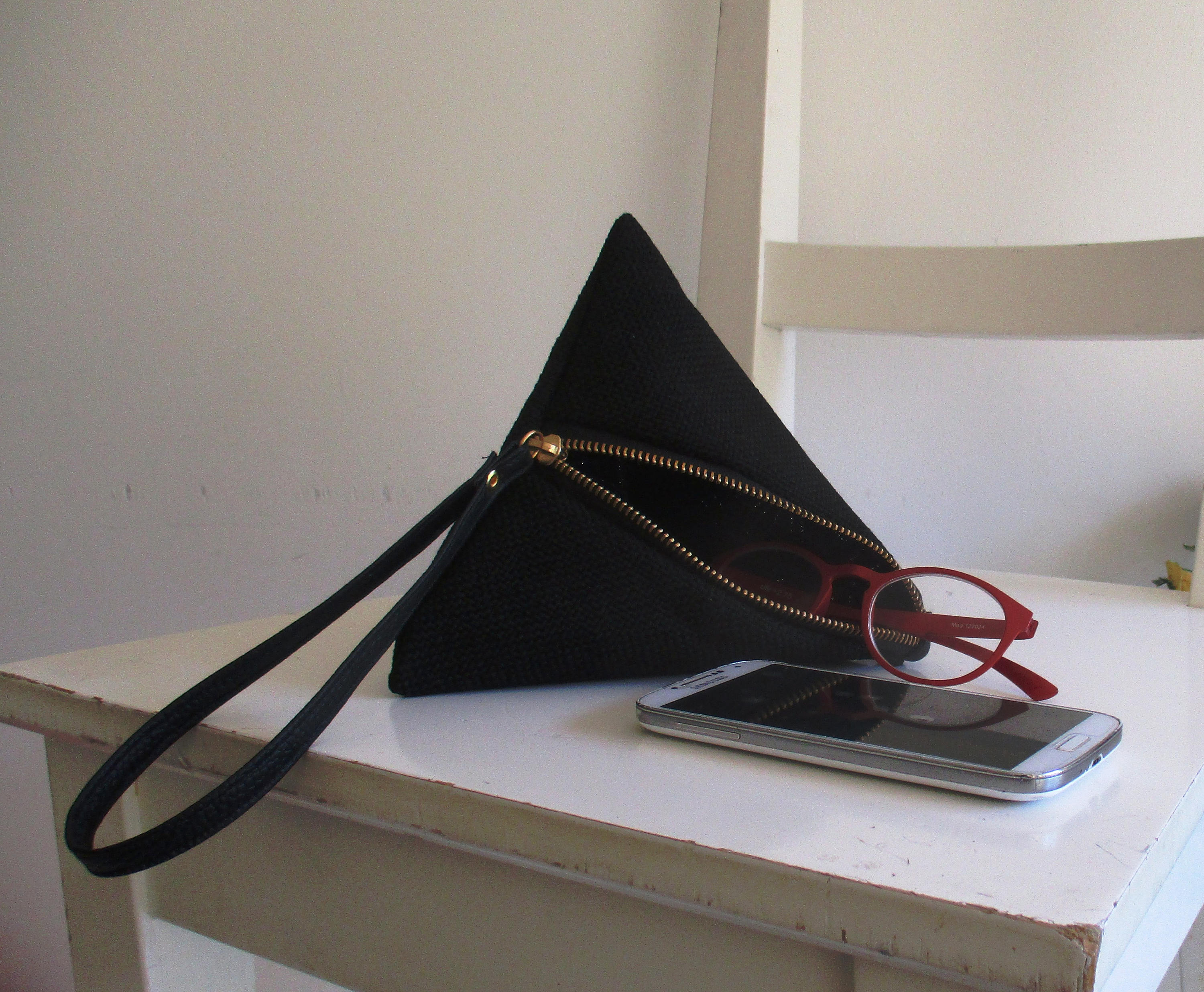 Black Pyramid Handbag / Clutch / Pouch / Pocket | Etsy