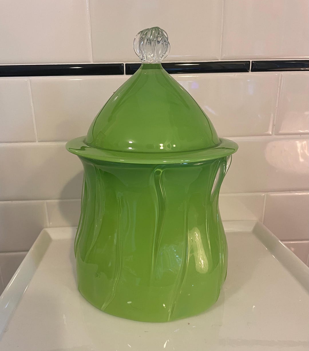 Believed to Be a Rocket Glass Works, Berkeley, CA Lidded Jar in Apple ...