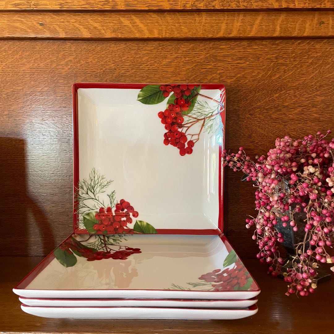 Charter Club Holly Berry 8 Salad Plates Set of 4 - Etsy