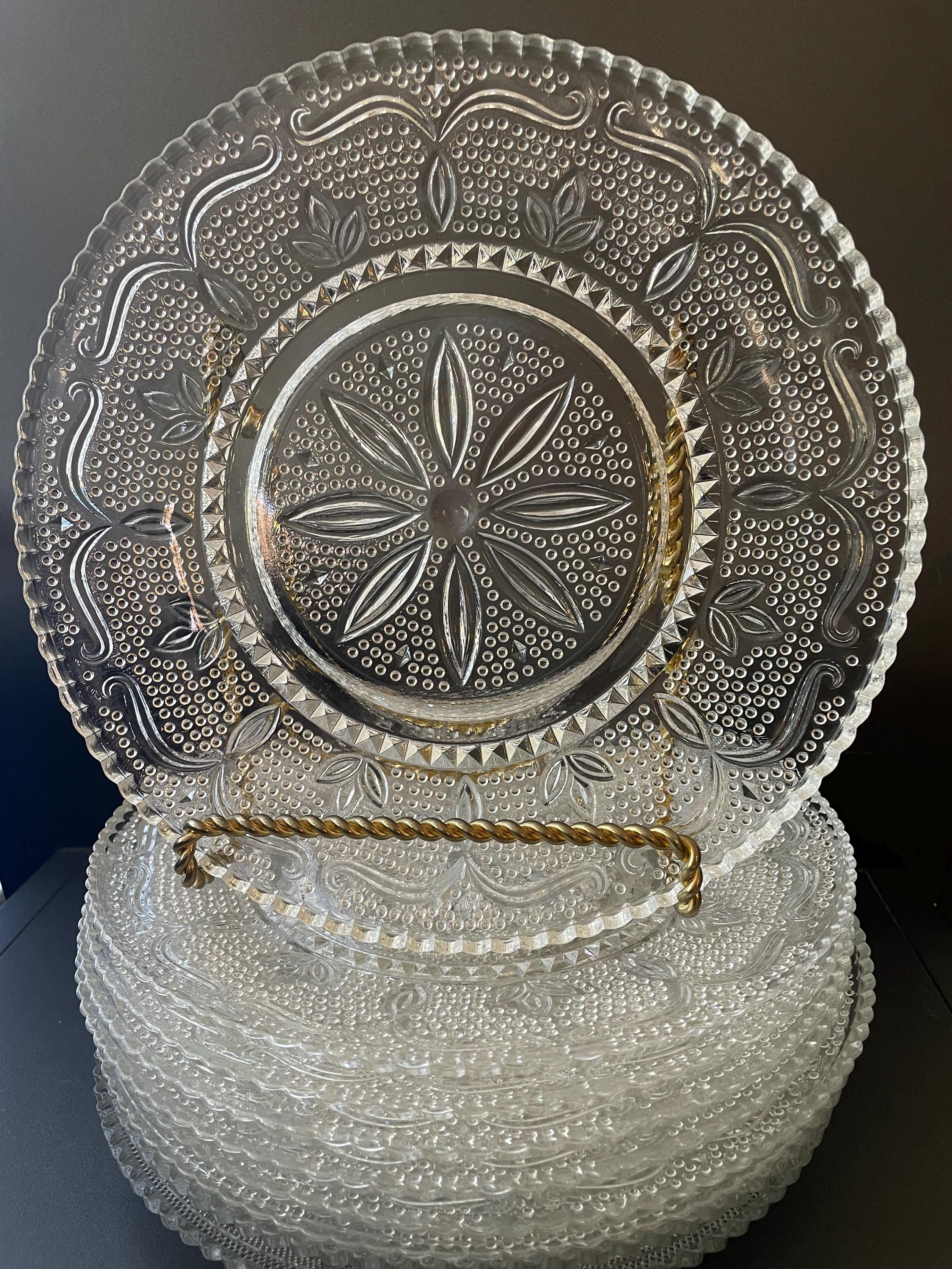 8 9"federal Heritage Hobnail Clear Glass Luncheon, Salad, Desert Plates ...
