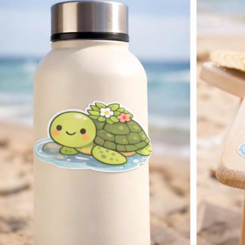 Kawaii Pastel Sea Turtle Sticker | Waterproof Vinyl Ocean Decal (lagoon ...
