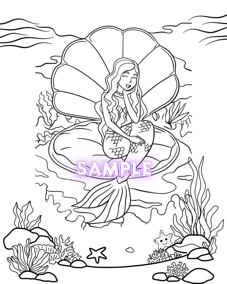 Digital Mermaid Coloring Sheets Set - Instant Download for Kids ...