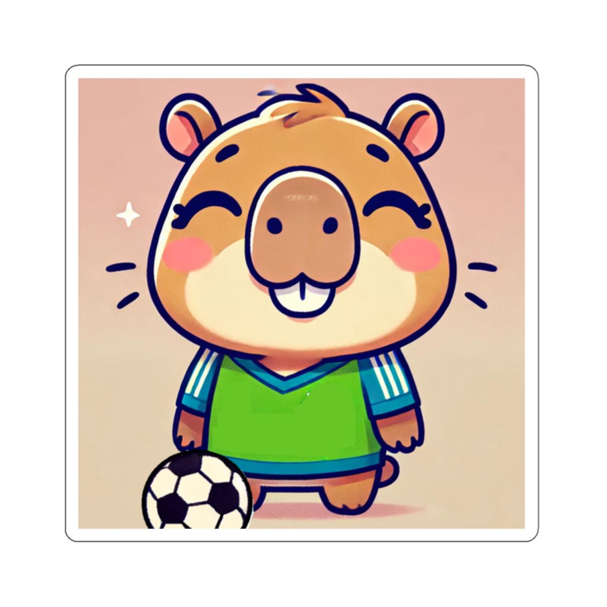 Let's Play Soccer Capybara Sticker, Cute Soccer Player Decal for Indoor ...
