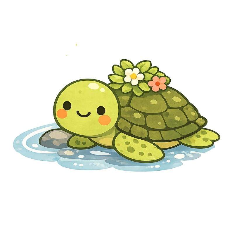 Kawaii Pastel Sea Turtle Sticker | Waterproof Vinyl Ocean Decal (lagoon ...