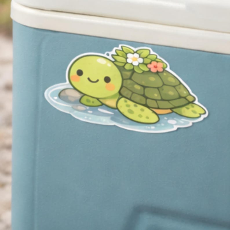 Kawaii Pastel Sea Turtle Sticker | Waterproof Vinyl Ocean Decal (lagoon ...