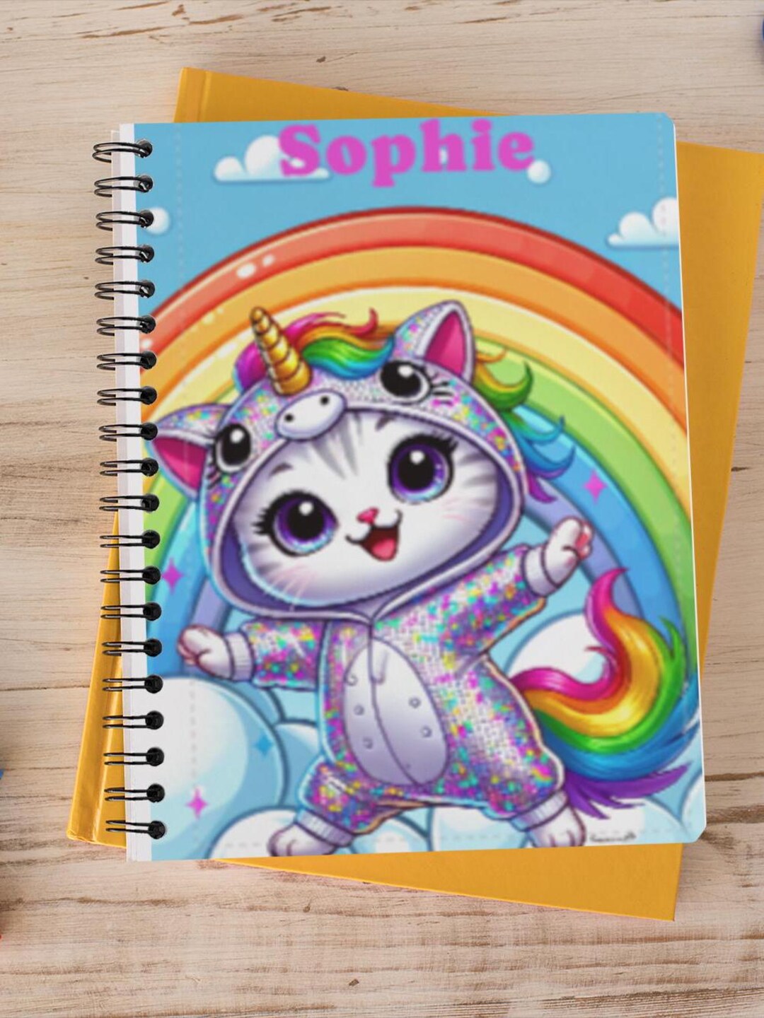Shine Bright - Spiral Personalized Notebook Kawaii Cat Journal With ...