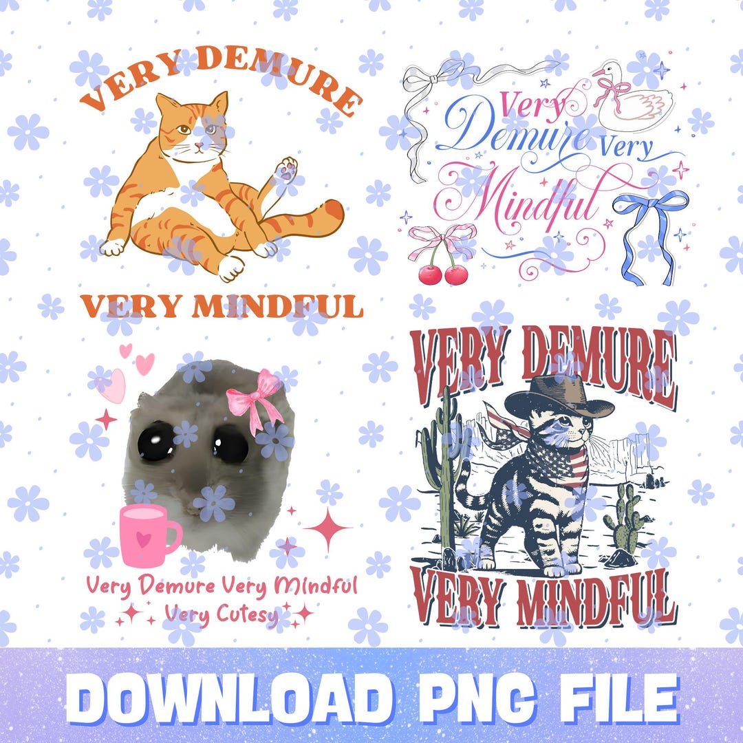 Very Demure Very Mindful Animal Meme Png Bundle, Very Cutesy, Demure ...