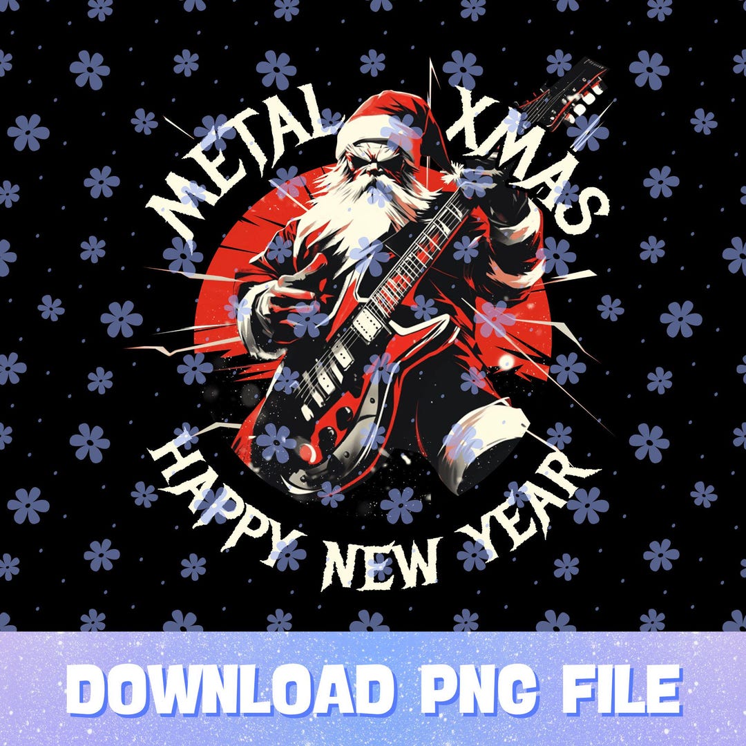 Heavy Metal Xmas Rock Santa Png, Electric Guitar Christmas Png ...