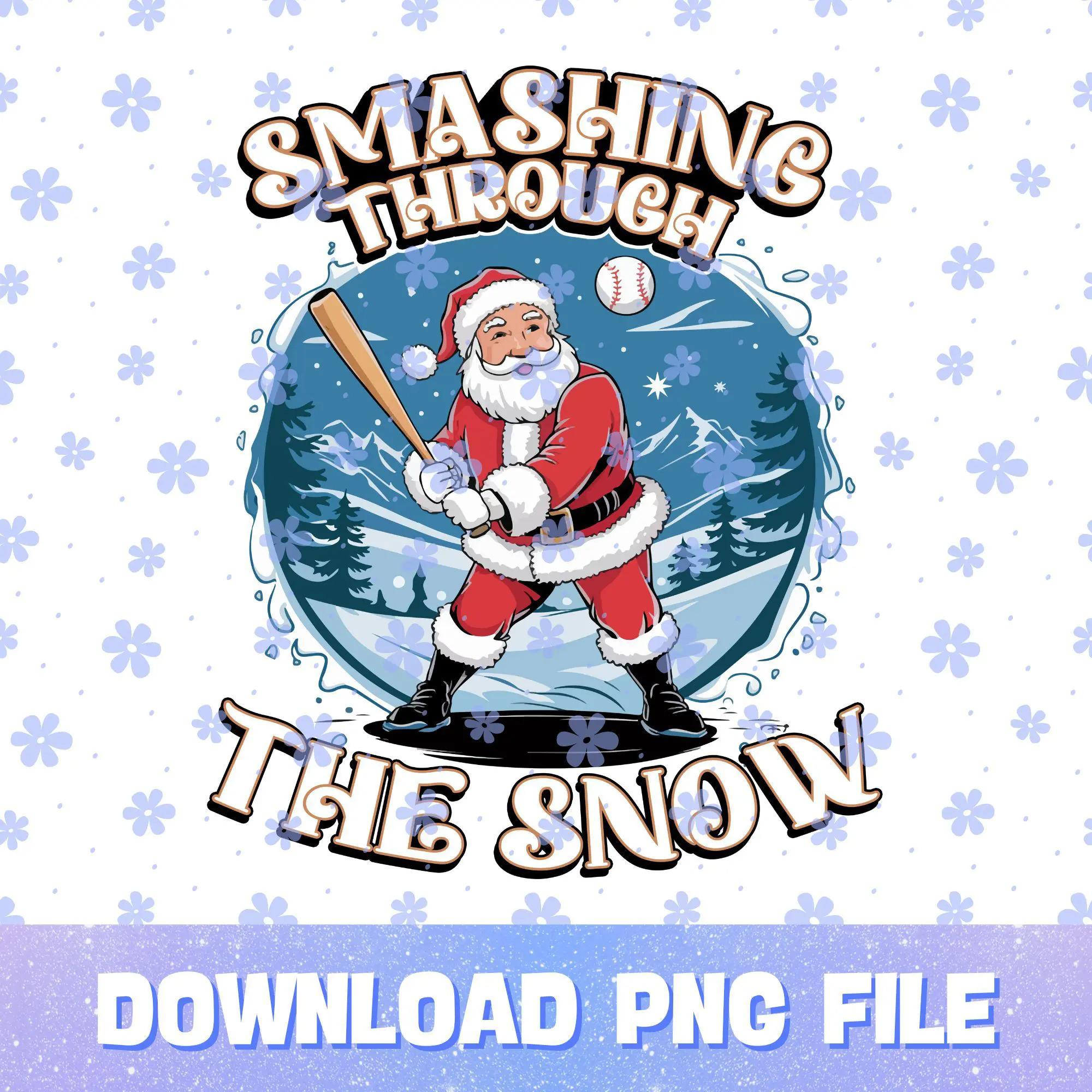 Santa Play Baseball Png, Smashing Through the Snow Png, Baseball Xmas ...