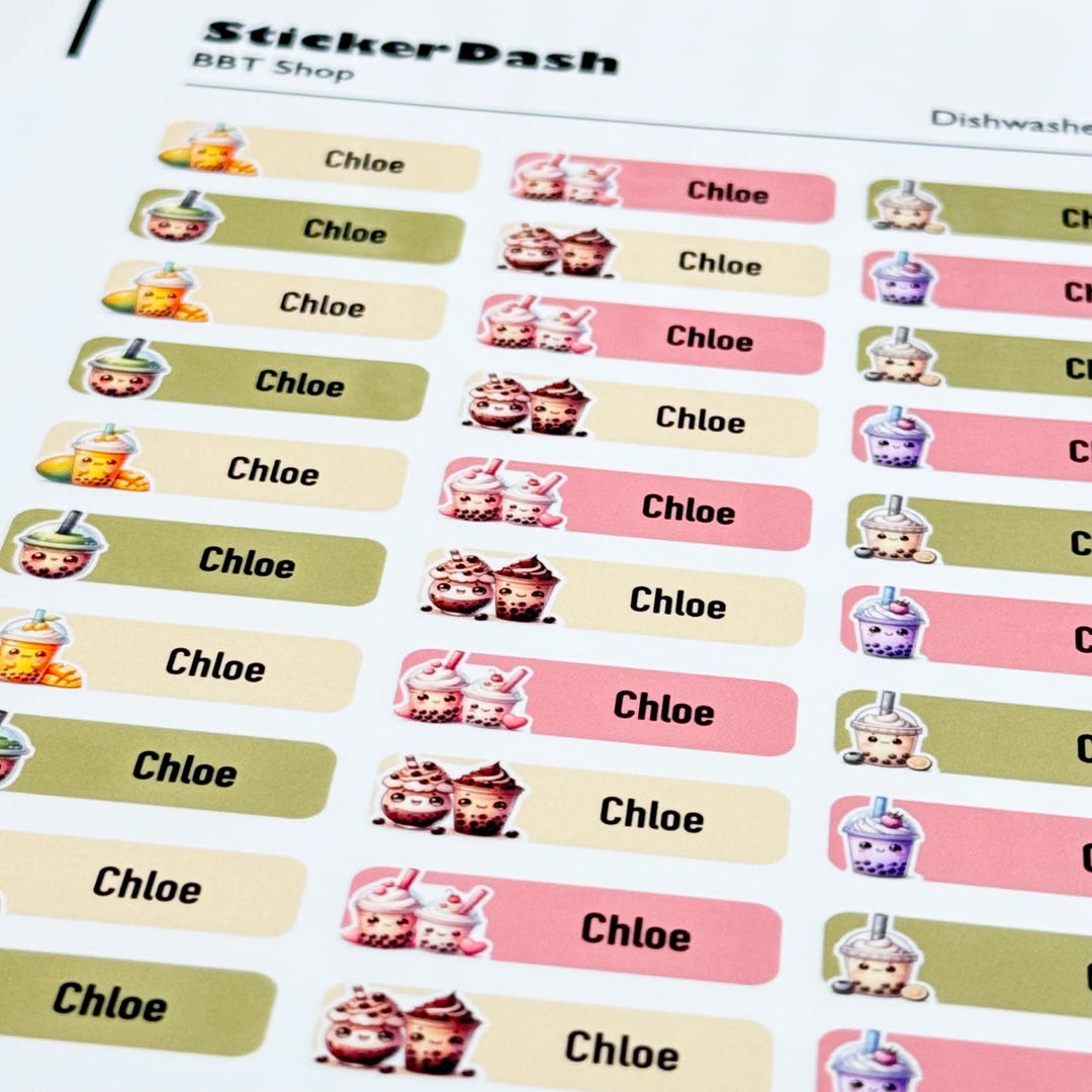 Personalized Label for Kids Cute Label for Girl Personalized Boba Label ...