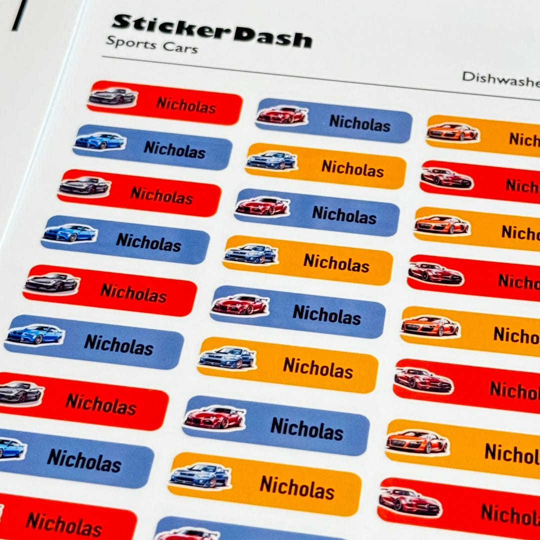 Personalized Label for Kids Cute Label for Boys Personalized Cars Label ...