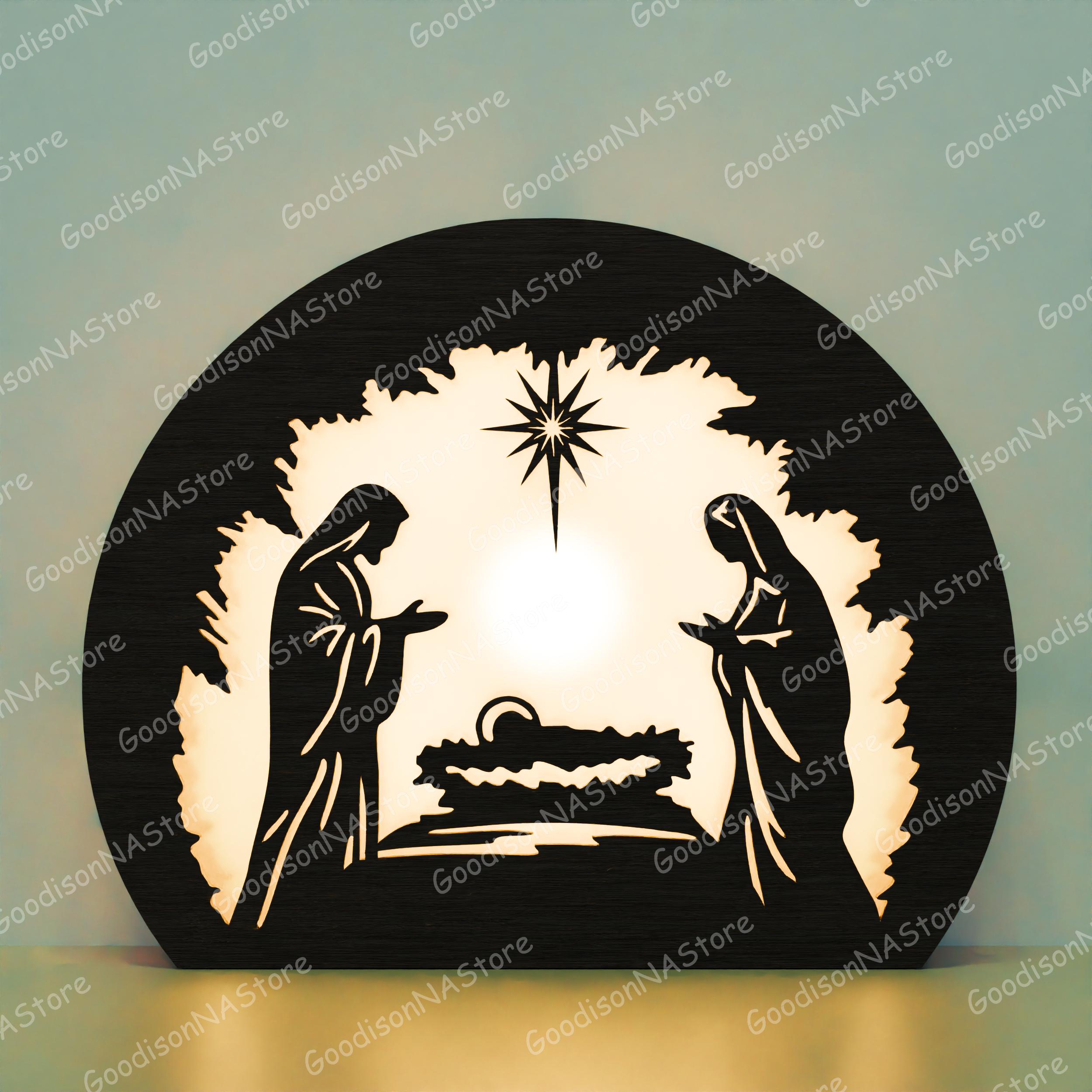 Christmas Nativity Lantern, Holy Night Nativity Scene Light, Religious ...