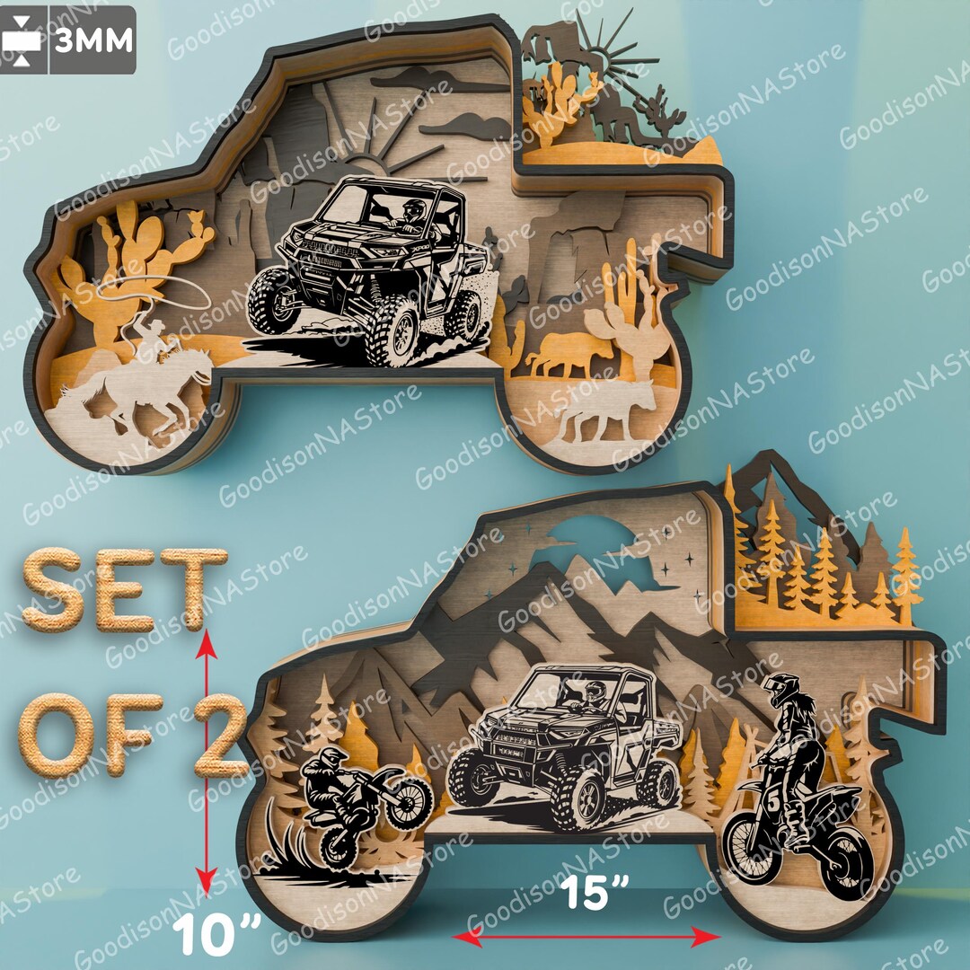 UTV Off-road Truck SVG Bundle, ATV Dirt Bike Multilayer Laser Cut Files ...