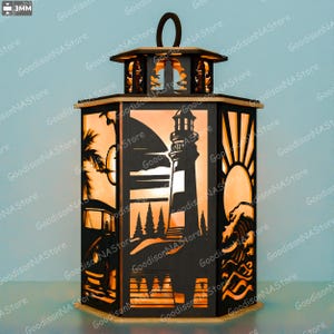 Lighthouse Lantern SVG, Coastal Beach Nautical Layered Light Box for ...