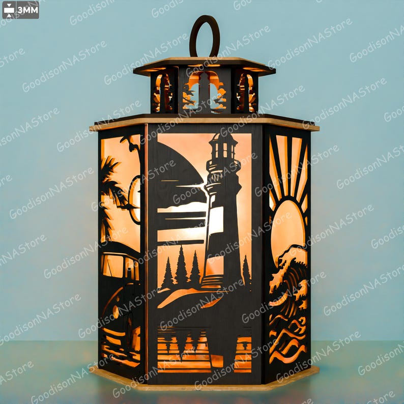 Lighthouse Lantern SVG, Coastal Beach Nautical Layered Light Box for ...