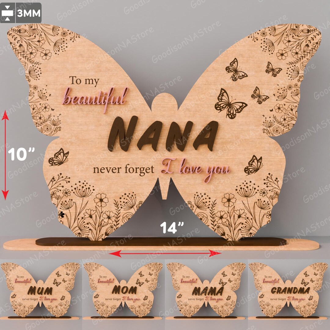Mother's Day Butterfly Sign Laser Cut File | Mother's Day Gift for Mom ...