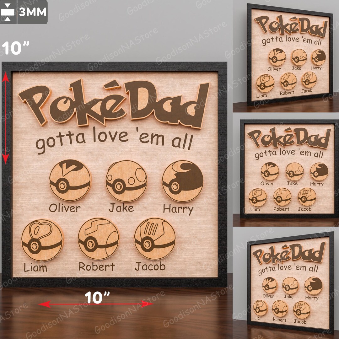 Personalized Pokedad Sign Laser Cut File | Father Day Gift Custom Kid ...