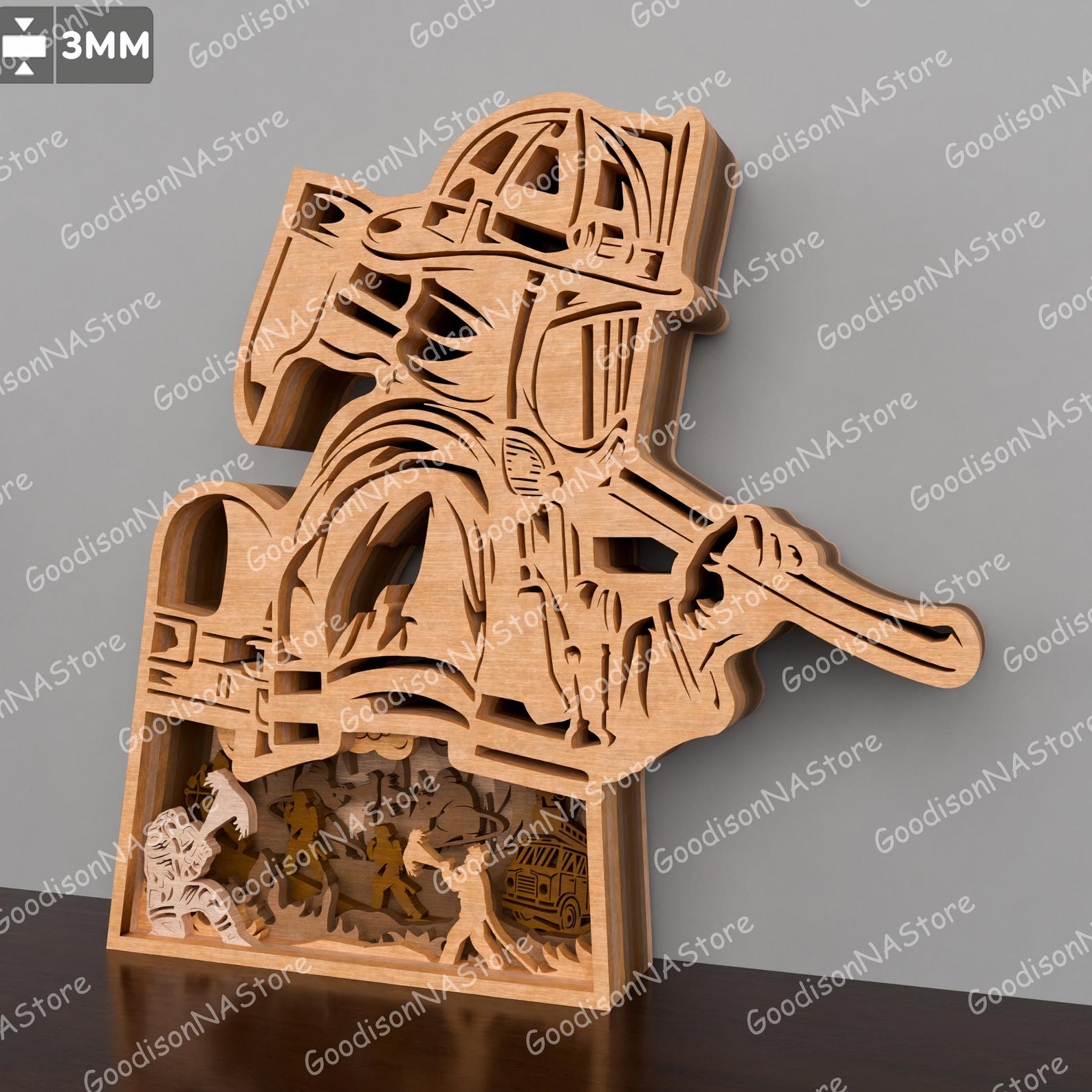 Firefighter Multilayer Laser Cut File - 9 Layer, Multilayer Firemen ...