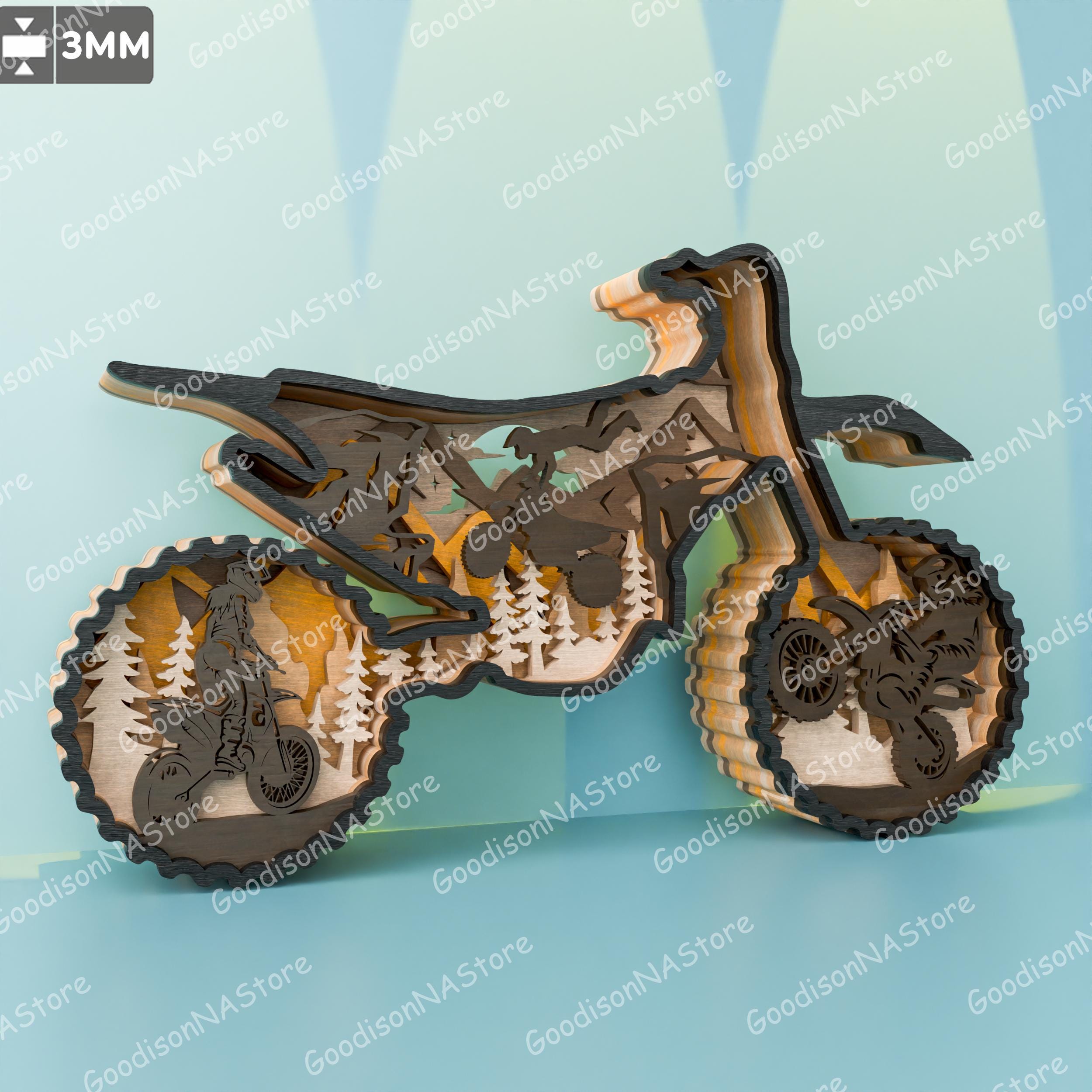 Dirt Bike and Helmet SVG Bundle, Off-road Motorcycle Multilayer Laser ...
