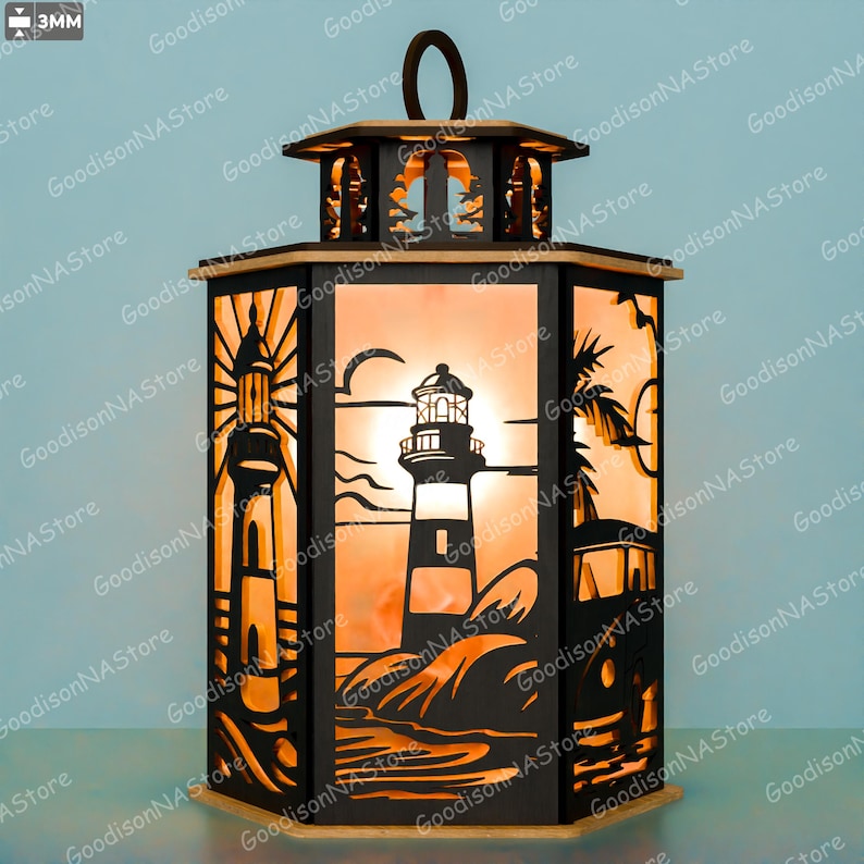 Lighthouse Lantern SVG, Coastal Beach Nautical Layered Light Box for ...