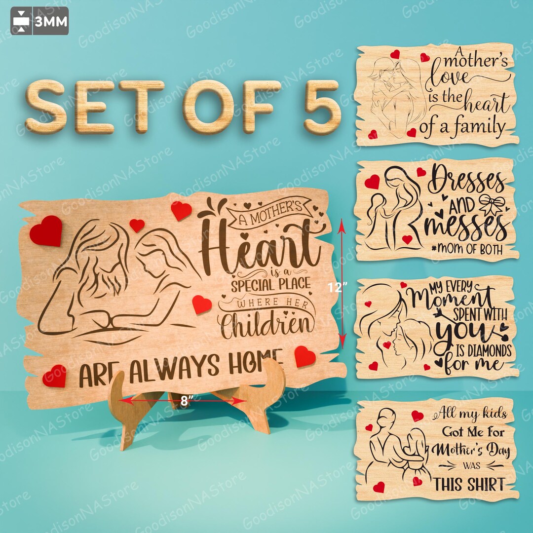 Mothers Day SVG Bundle, Mom Quote Laser Cut File, Mother and Child Sign ...
