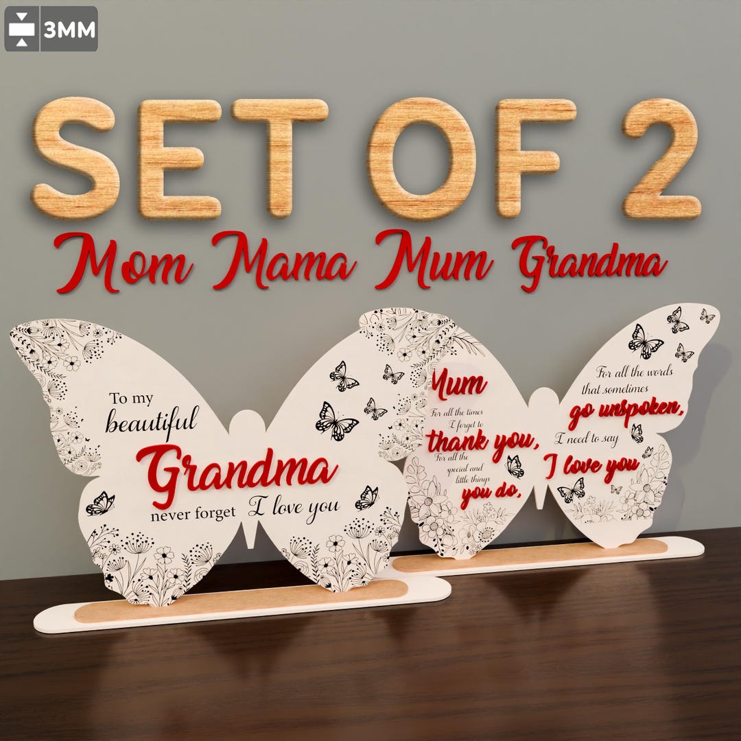 Mother's Day Floral Butterfly Sign Laser Cut File | Mother's Day Gift ...