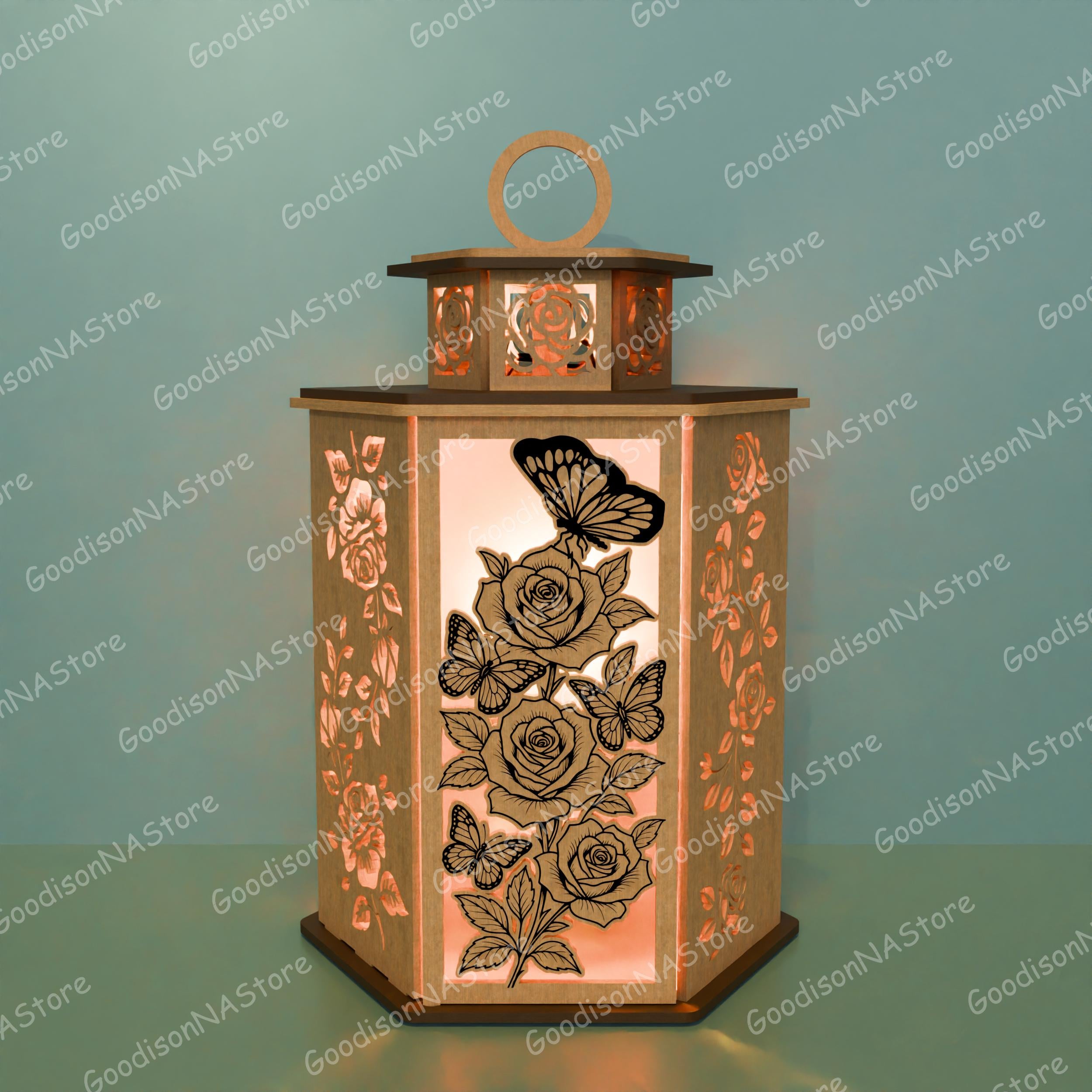 Floral Laser Cut Lantern Svg, Rose Butterfly Lantern Svg Lasercut ...