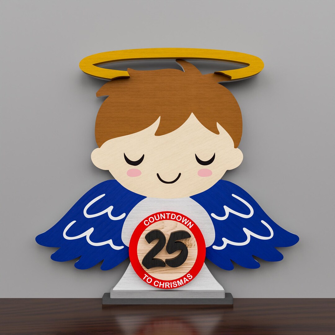 Standing Countdown Angel SVG, Laser Cut File, Christmas SVG, Angel SVG ...