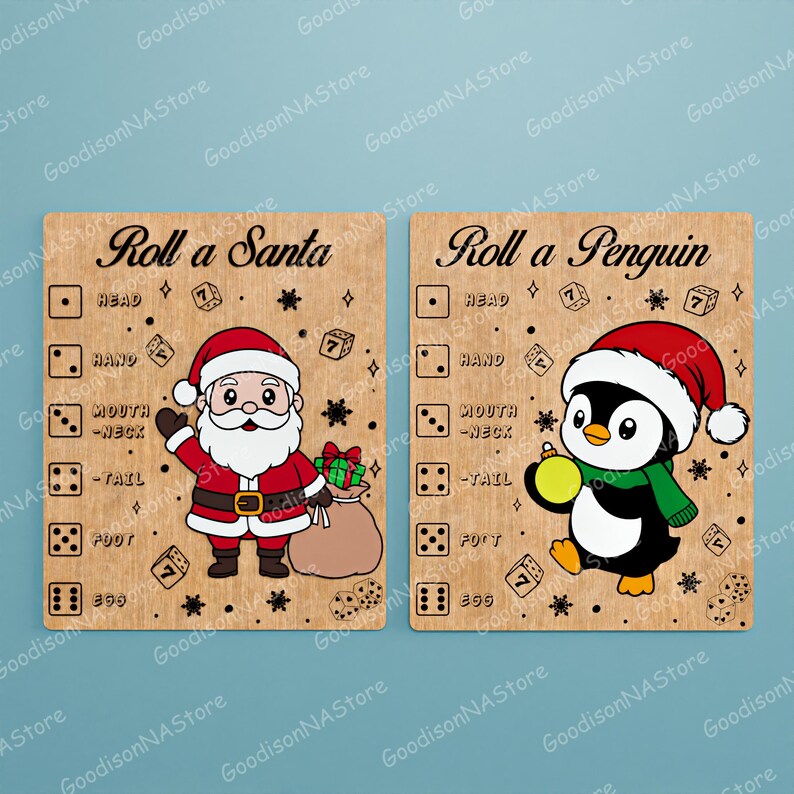 Roll A Christmas Game SVG Bundle, Roll A Santa Elf Reindeer Penguin ...