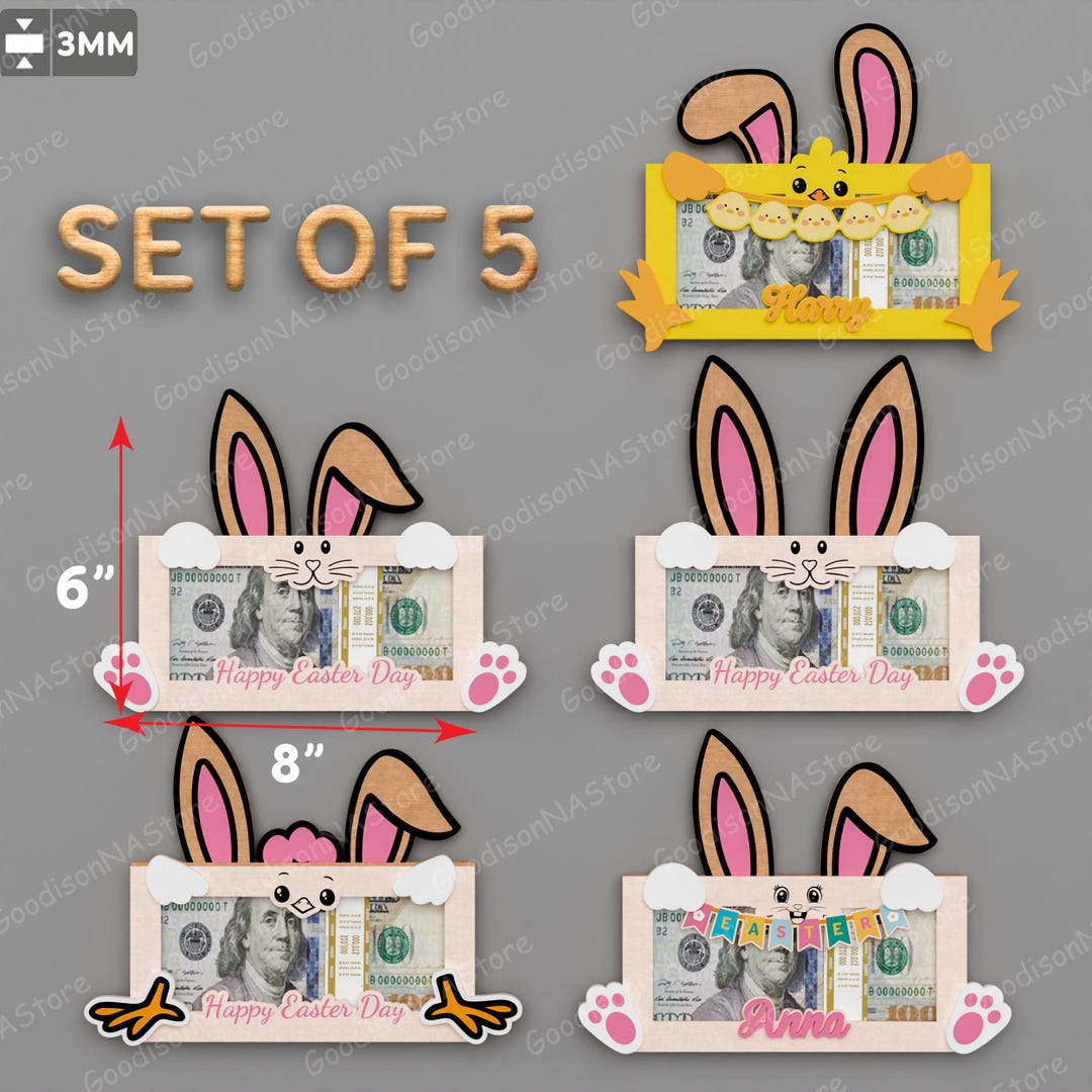 Custom Easter Bunny Money Cash Cards Laser Cut File | Money Holder Gift ...