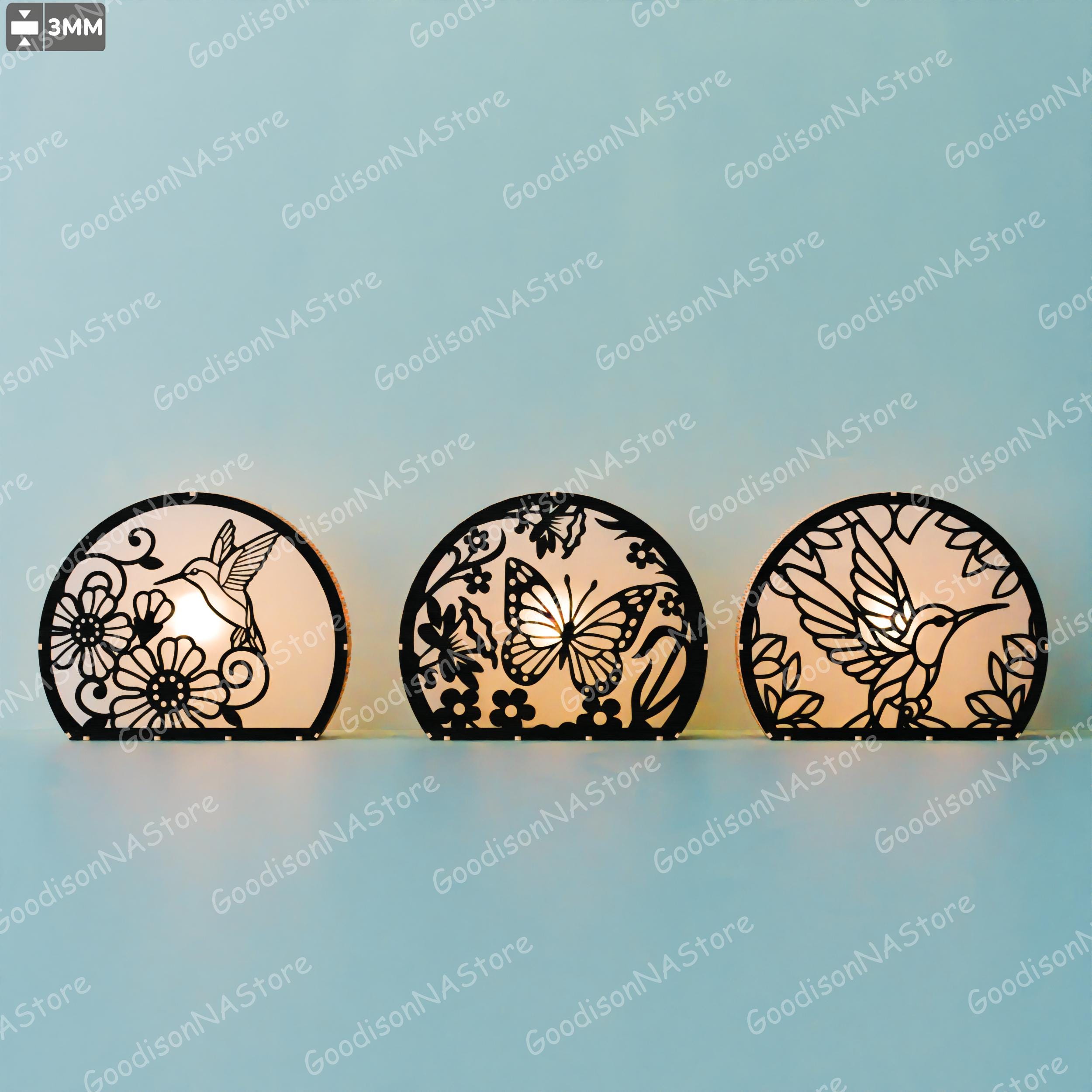 Floral Lantern SVG Bundle Set of 12, Nature Silhouette Light Box ...
