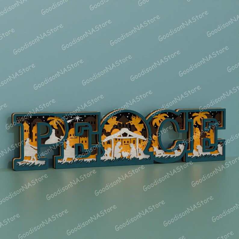 Christmas Nativity Multilayes Set, Faith Peace Love Noel Layered Decor ...