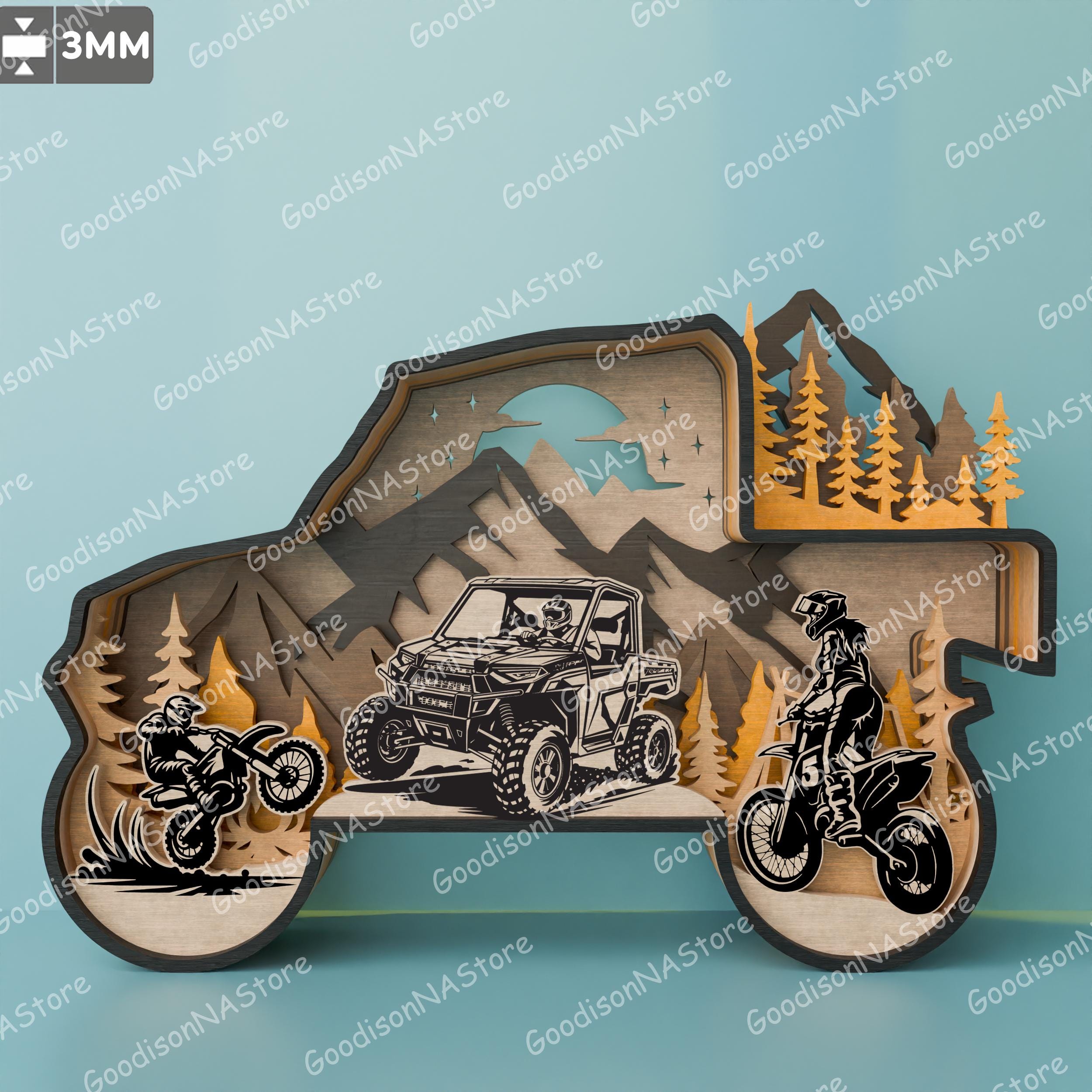 UTV Off-road Truck SVG Bundle, ATV Dirt Bike Multilayer Laser Cut Files ...