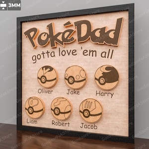 Personalized Pokedad Sign Laser Cut File | Father Day Gift Custom Kid ...