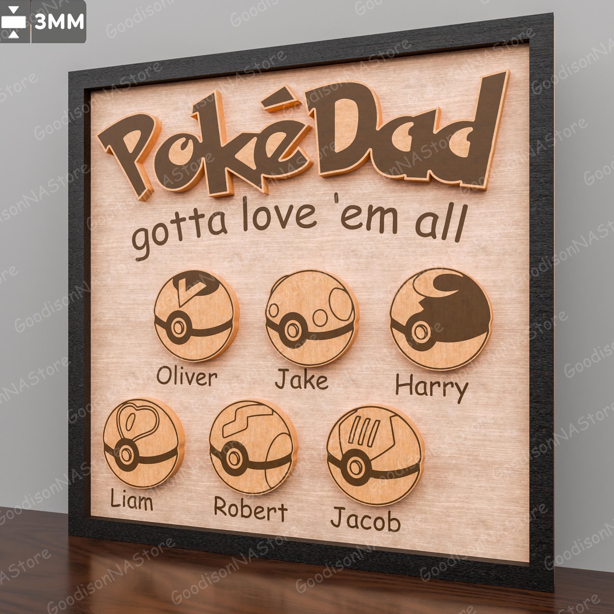 Personalized Pokedad Sign Laser Cut File | Father Day Gift Custom Kid ...