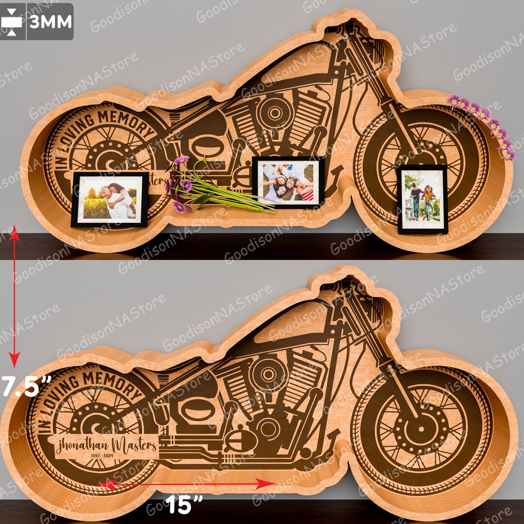 Custom Motorcycle Memorial Photo Frame SVG, in Loving Memory Motorbike ...