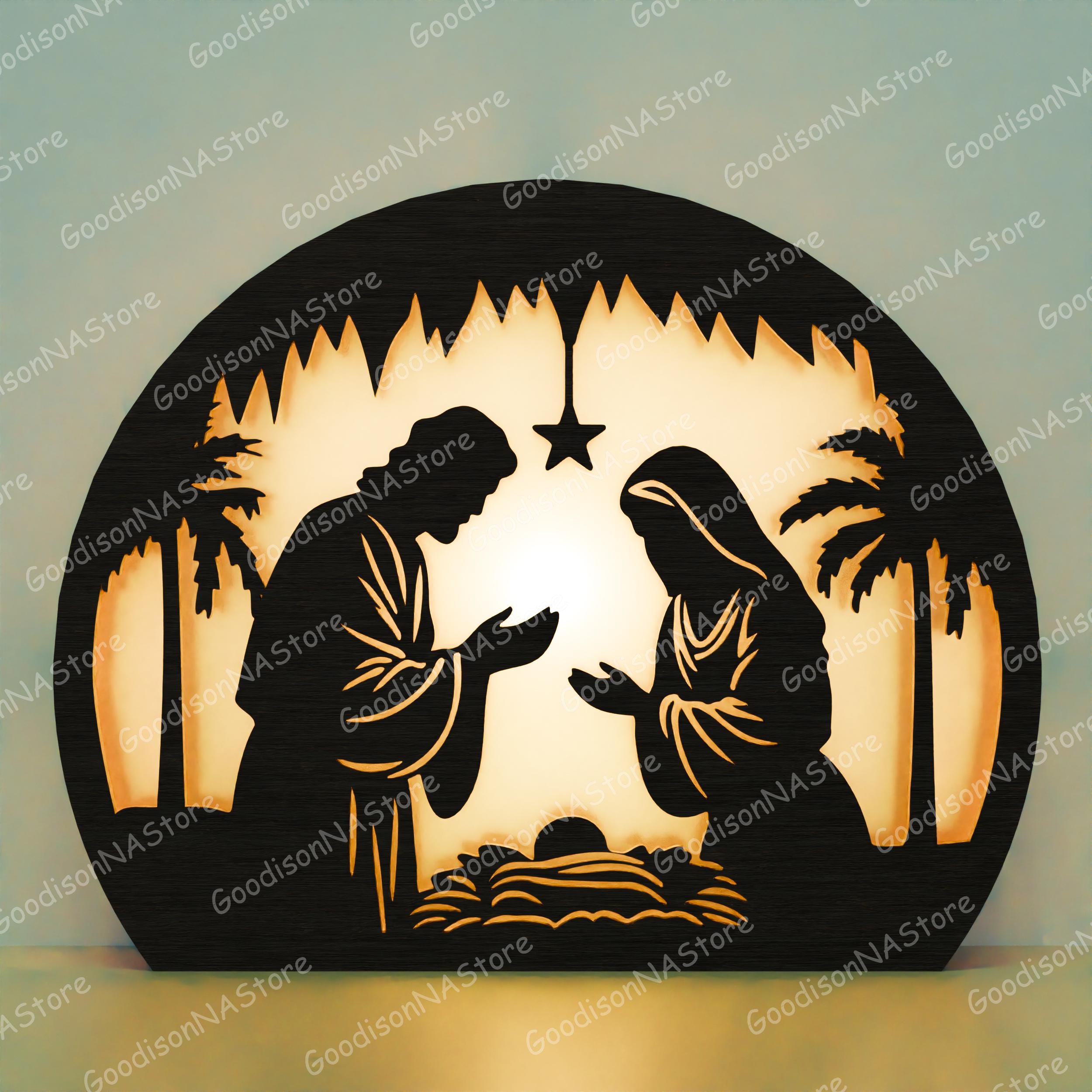 Christmas Nativity Lantern, Holy Night Nativity Scene Light, Religious ...