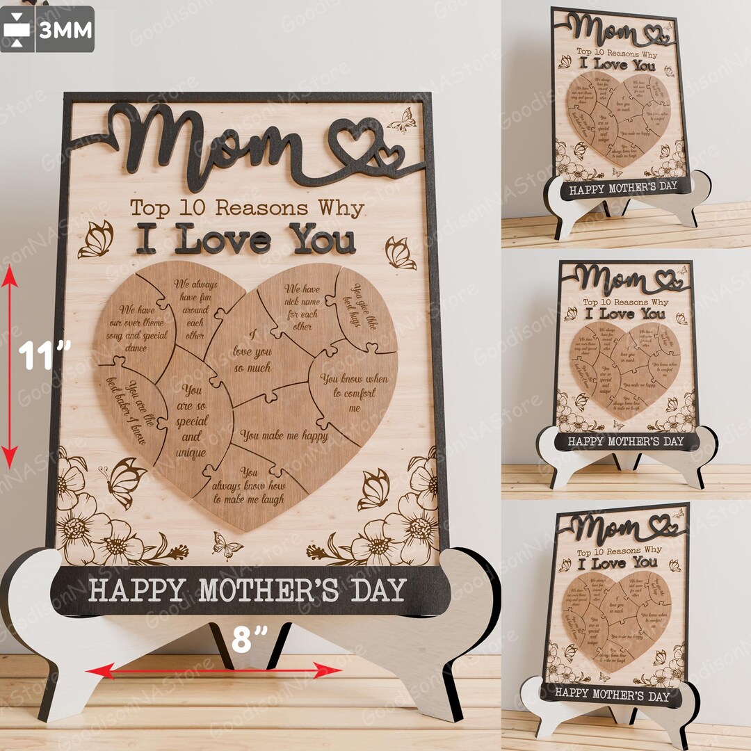 10 Reasons Why I Love You Mom Sign Laser Cut File | Mother's Day Gift ...