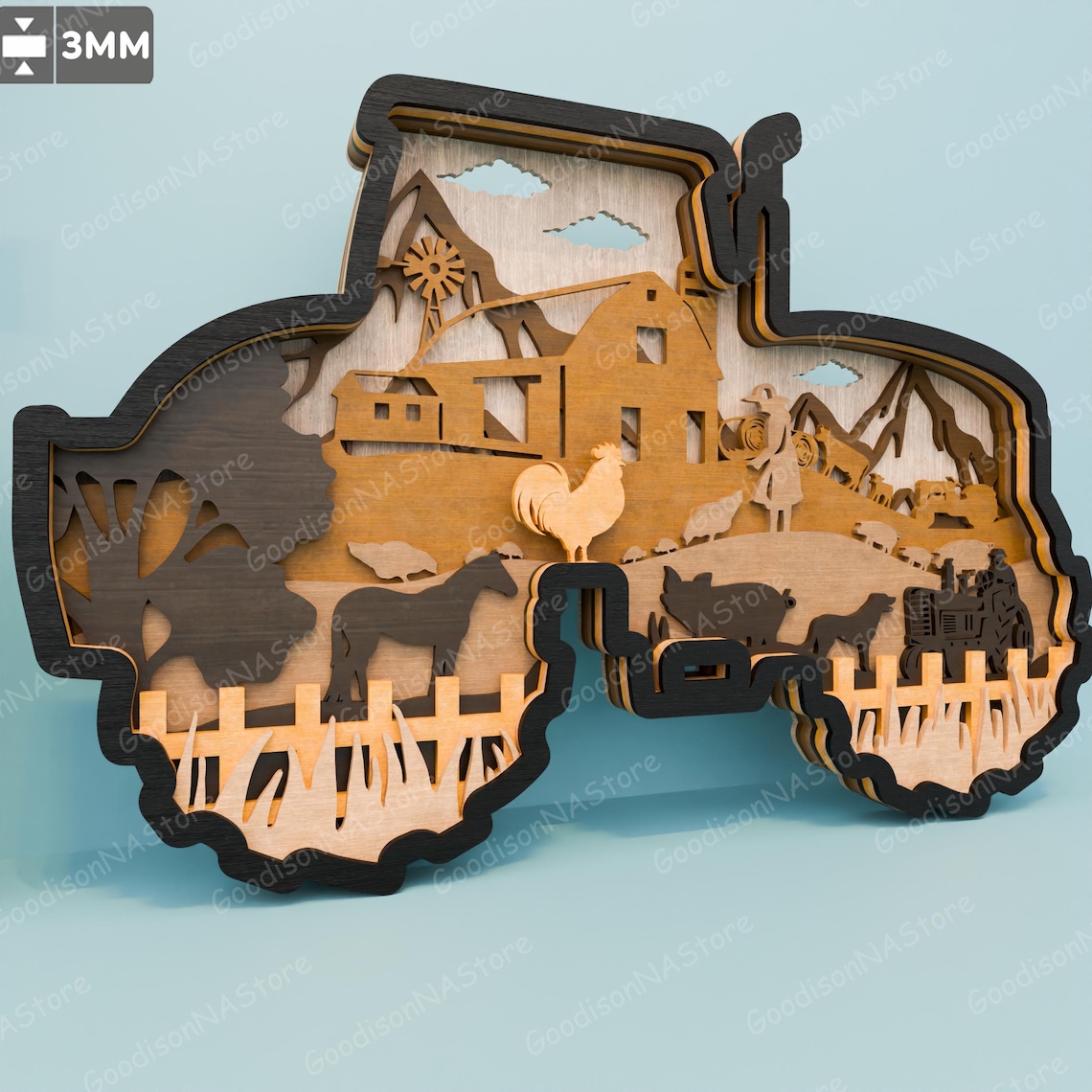 Farm Life Multilayers Laser Cut File | Multilayer Farm Tractor Farm ...