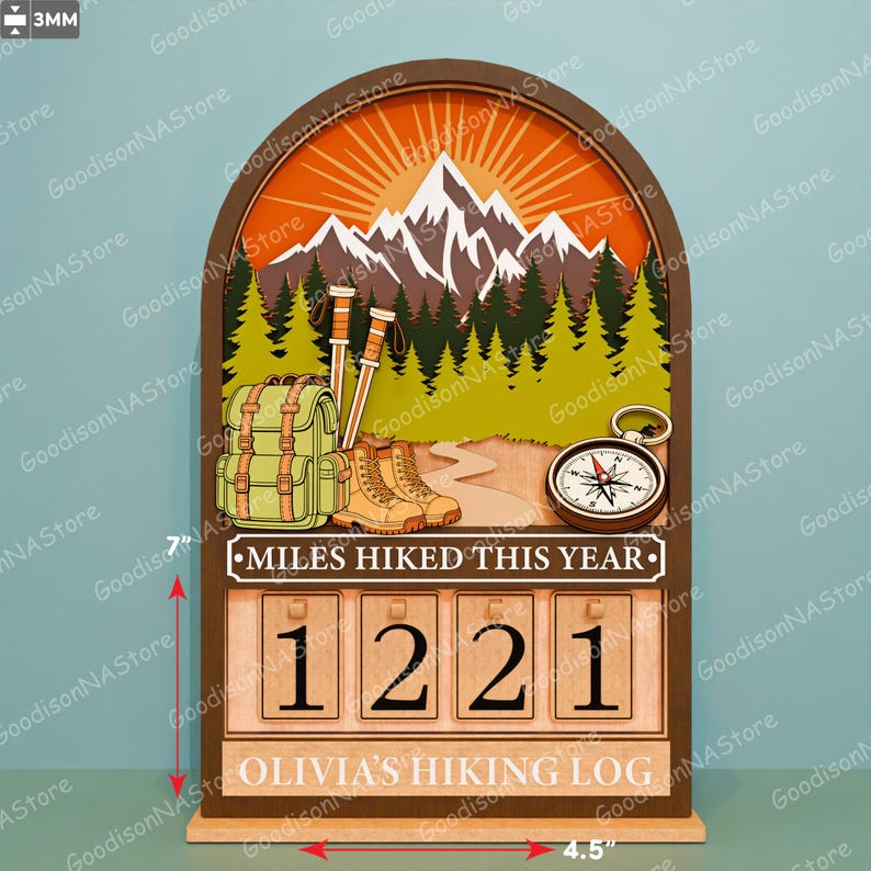 Miles Hiked This Year Tracker Sign Svg, Personalized Hiking Log Counter ...