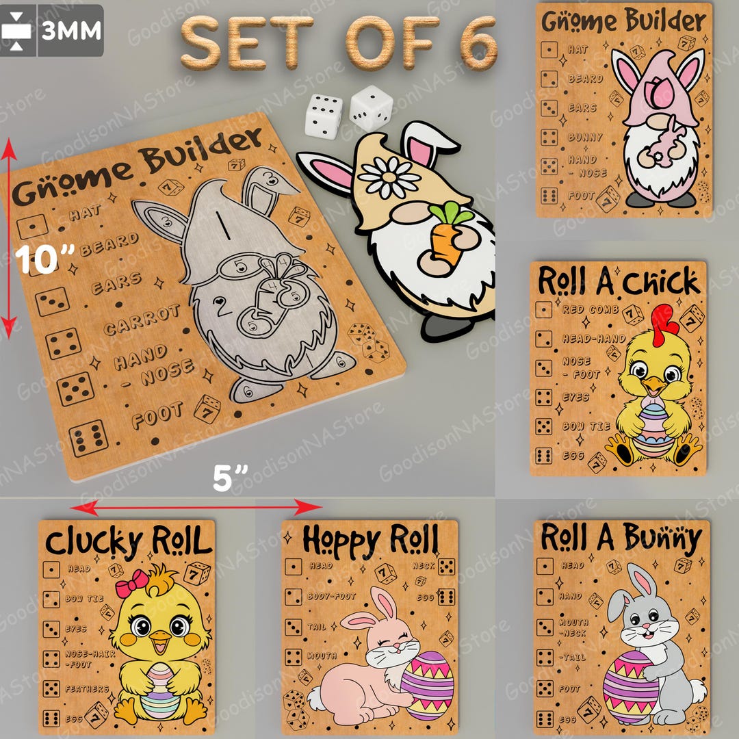 Easter Egg Roll A Bunny Puzzle Game Laser Cut File | Easter Bunny Dice ...