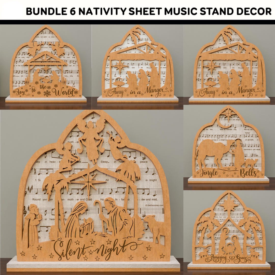 Christmas Sheet Music Stand Decor SVG Bundle, Christmas Songs Svg ...